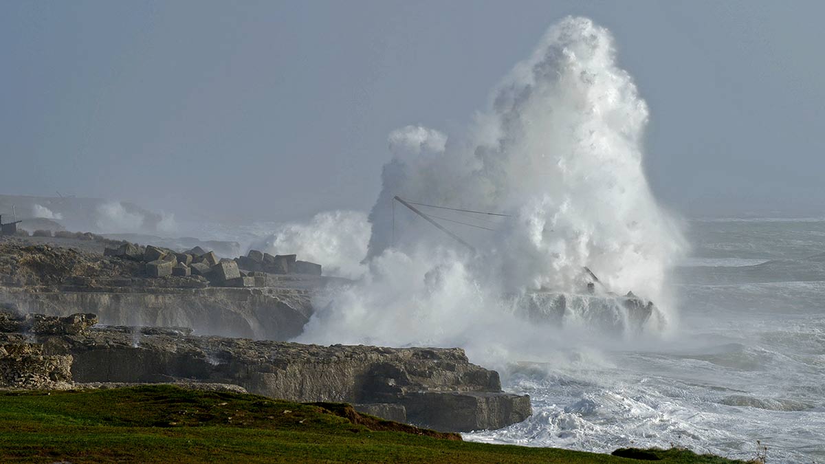 Storm Eunice at Portland Bill in Dorset 18th Feb 2022